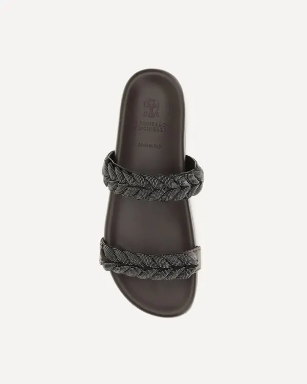 Brunello Cucinelli Braided Strap Leather Sandals