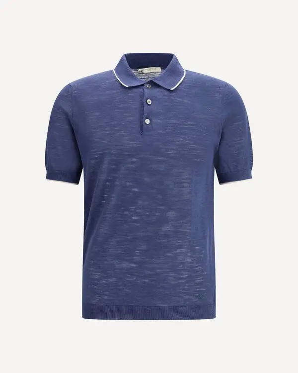 BROOKSFIELD Linen Blend Polo - Blue