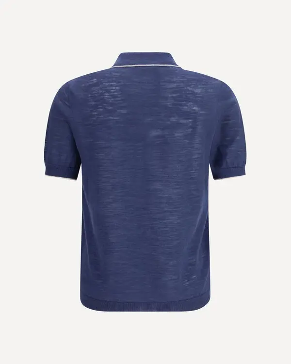 BROOKSFIELD Linen Blend Polo - Blue