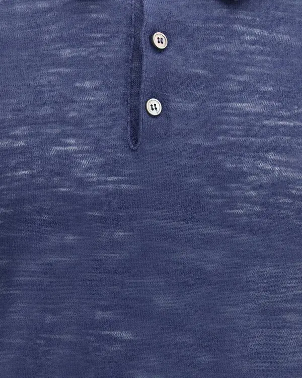 BROOKSFIELD Linen Blend Polo - Blue