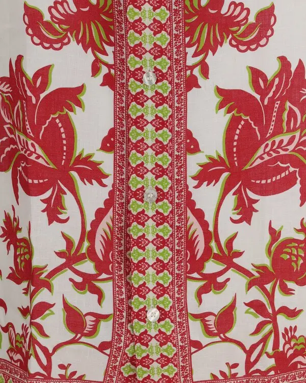 Etro Linen Hirt With Floral Print And Hort Leeve