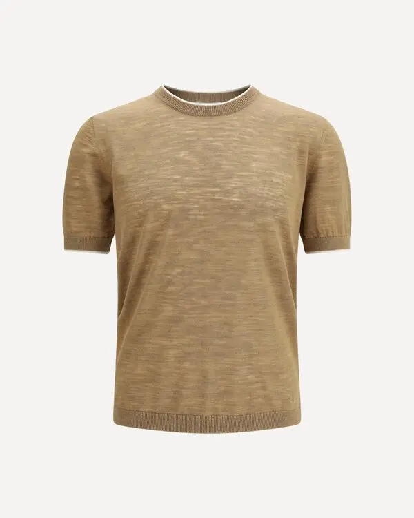 BROOKSFIELD Short-sleeved Linen Blend Shirt - Beige