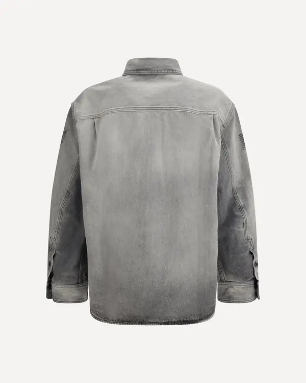 Off-White Diag Miitary Overshirt In Denim Mae