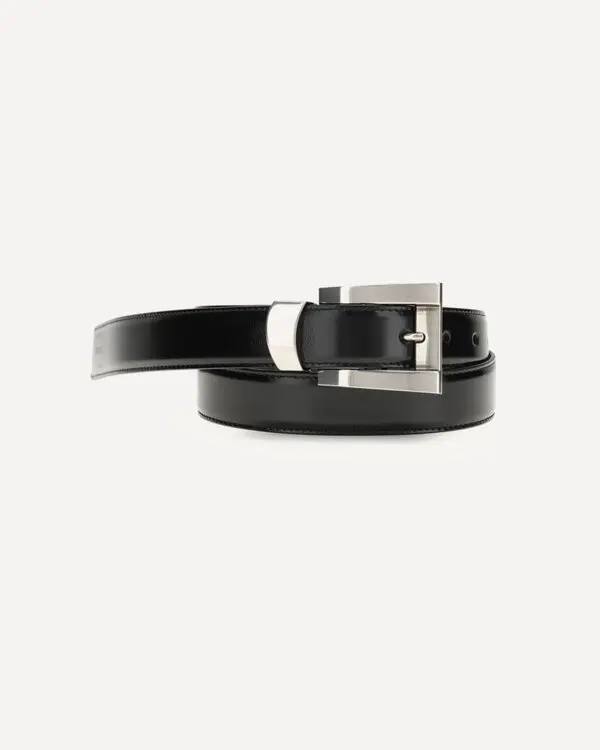 Versace Leather Belt With Palladium Buckle