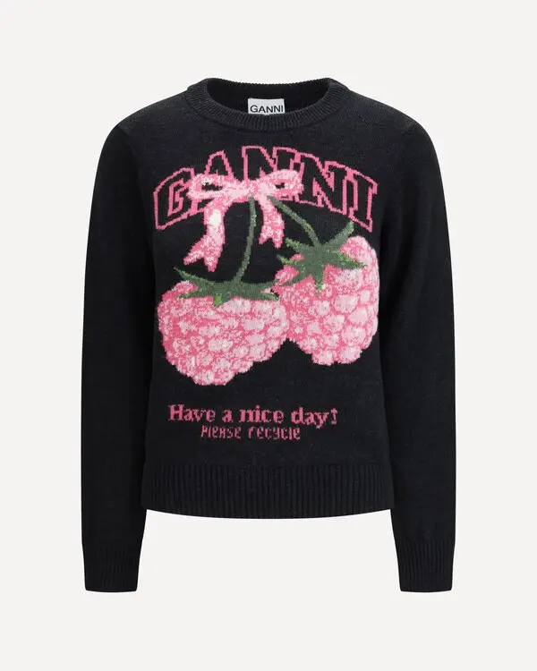 GANNI Graphic Raspberry Detail Sweater
