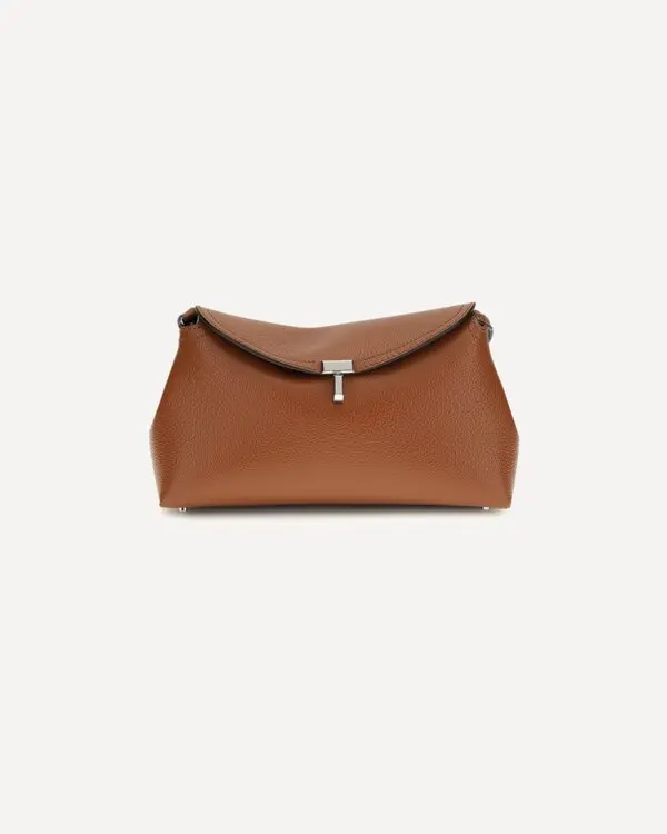 TOTEME T-lock Clutch Bag In Palmellato Leather - Brown