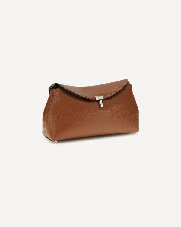TOTEME T-lock Clutch Bag In Palmellato Leather - Brown