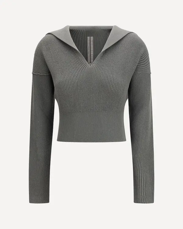 Rick Owens Virgin Wool Ribbed V-neck Sweater - Green