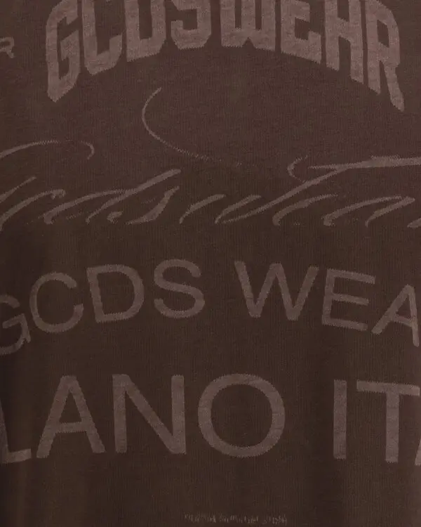 Gcds Cotton Sleeveless T-shirt With All-over "history" Print - Brown