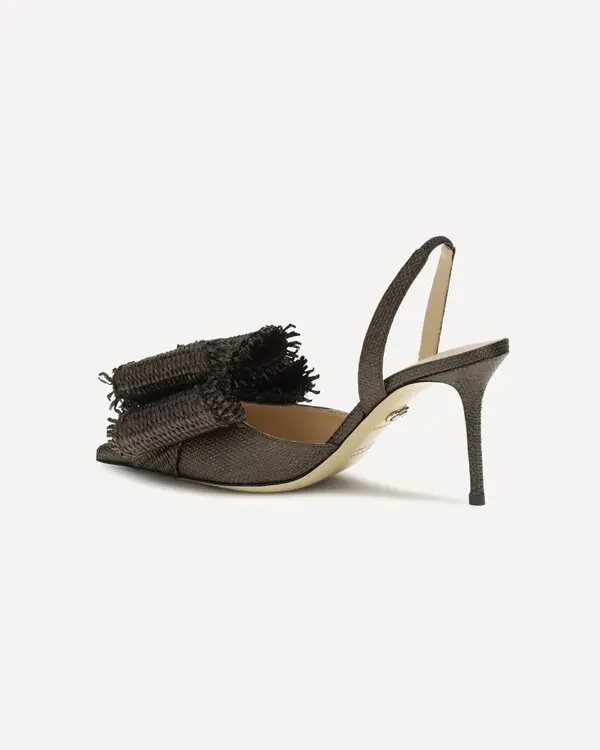 Mach & Mach Le Cadeau Pumps With Raffia Bow Detailing - Brown