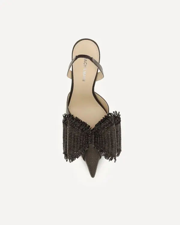 Mach & Mach Le Cadeau Pumps With Raffia Bow Detailing - Brown