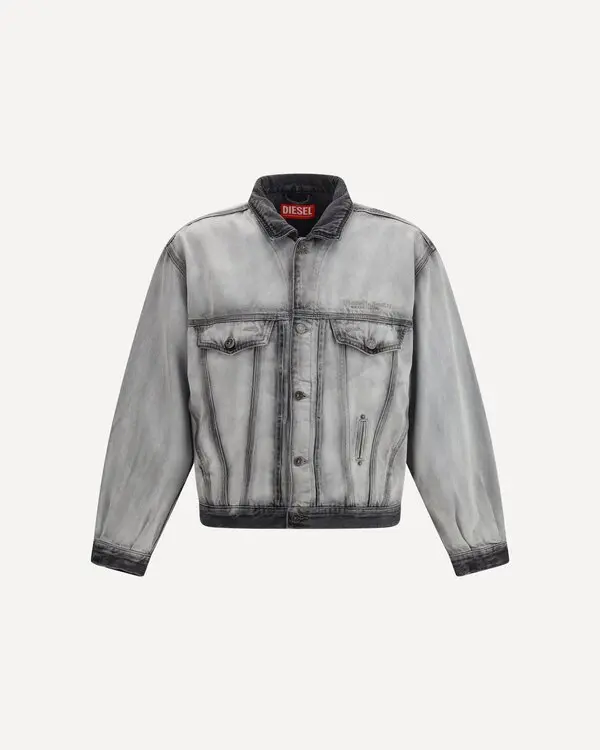 DIESEL® D-denver Denim Jacket With Leather Collar