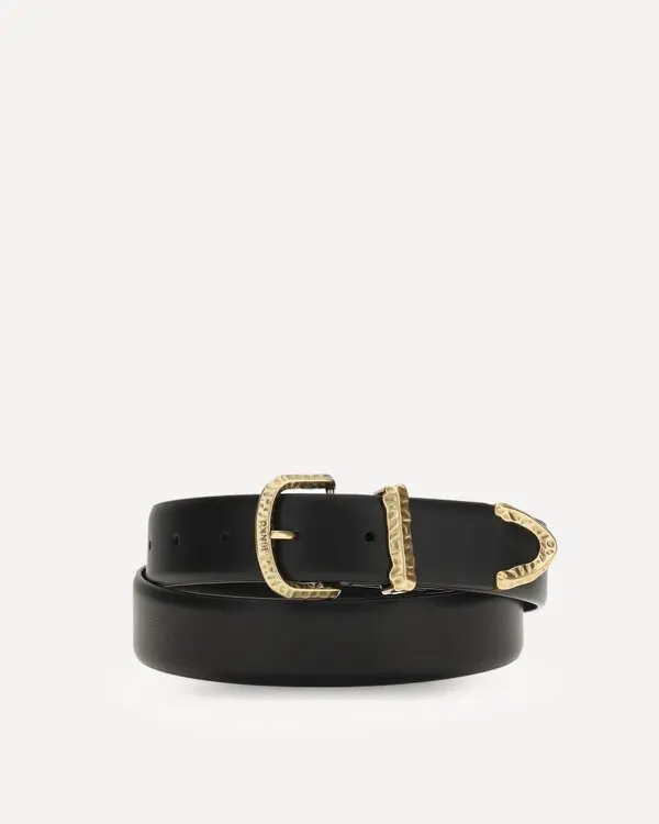 Pinko Leather Belt With Decorated Buckle - Black