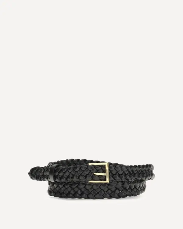 Bottega Veneta Solo Woven Leather Belt - Black