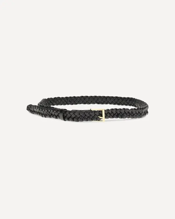 Bottega Veneta Solo Woven Leather Belt - Black