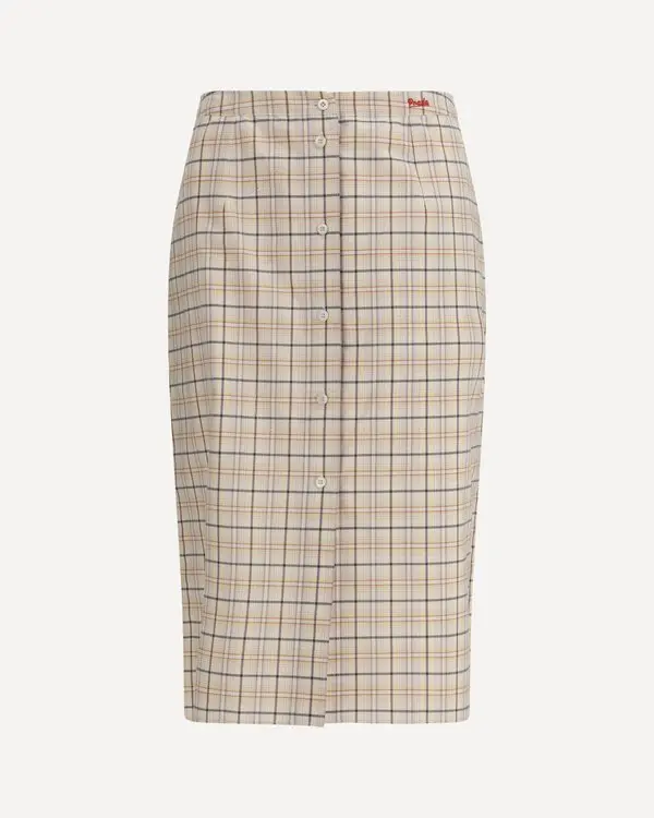 Prada Checked Cotton Poplin Pencil Skirt