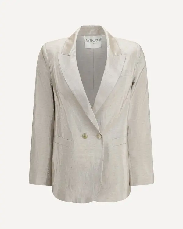 FORTE_FORTE Double-breasted Jacket In Linen And Lurex With Jewel Buttons
