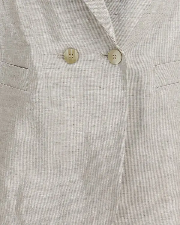 FORTE_FORTE Double-breasted Jacket In Linen And Lurex With Jewel Buttons