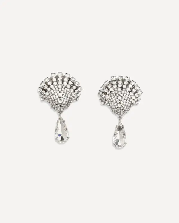 Alessandra Rich Crystal Embellished Drop Earrings - Silver