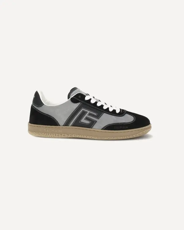 Balmain Swan Sneakers In Suede Leather - Grey