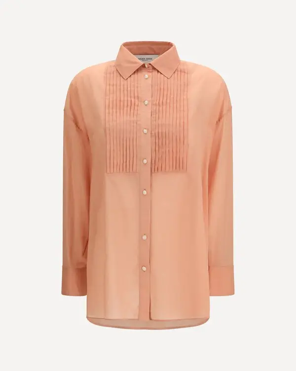 GOLDEN GOOSE Oversized Cotton Shirt With Pleated Bib