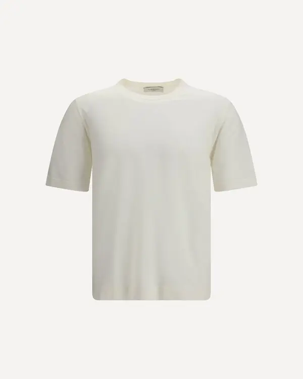 PIACENZA CASHMERE 1733 Short Sleeve Crewneck Sweater - Blue