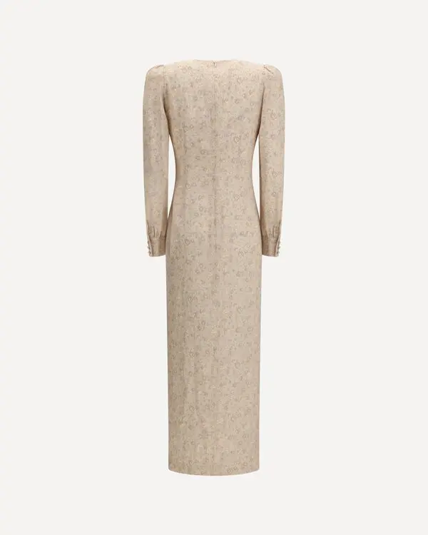 Alessandra Rich Jacquard Draped Dress With Flounces - Cream