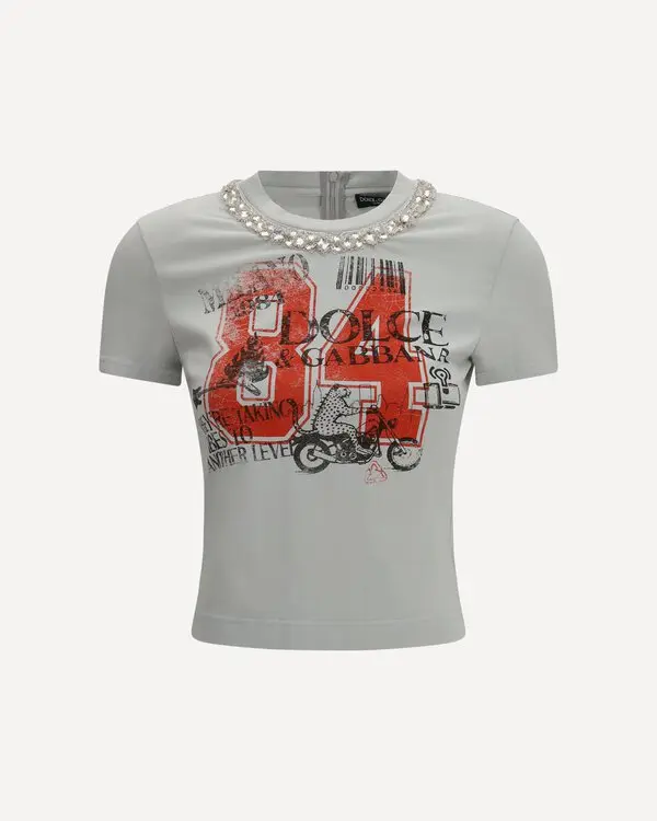 Dolce & Gabbana Jersey T-shirt With Print And Embellishments
