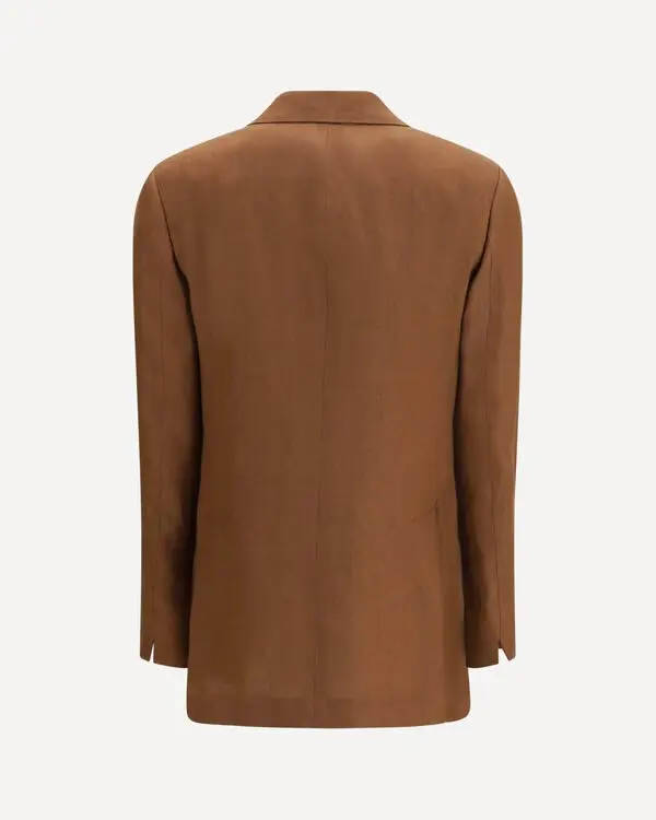 LARDINI Double-breasted Linen Blazer - Brown