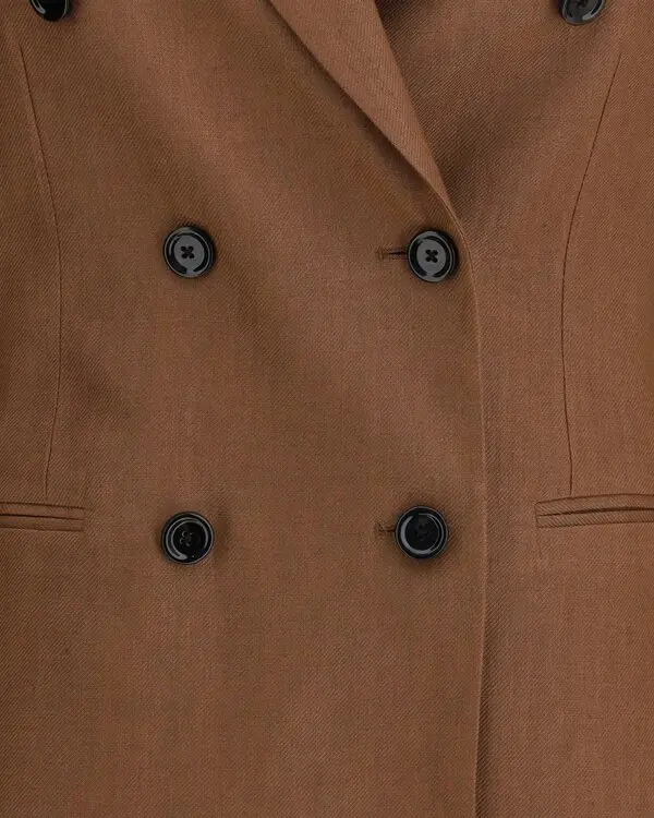 LARDINI Double-breasted Linen Blazer - Brown