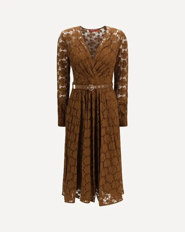 Max Mara Agrume Midi Dress In Lace - Brown