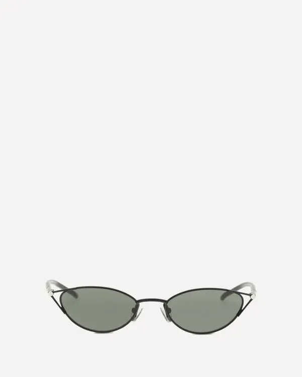 Alexander McQueen Slim Cat-eye Sunglasses With T-bar - Black