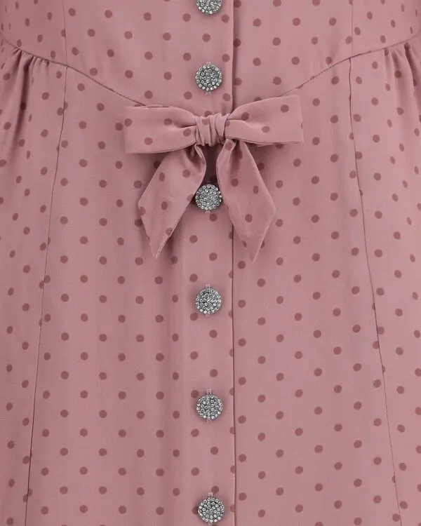 Alessandra Rich Polka Dot Midi Dress With Ruffles