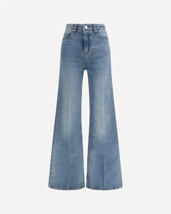 AMI Paris Flared Jeans In Denim - Light Blue