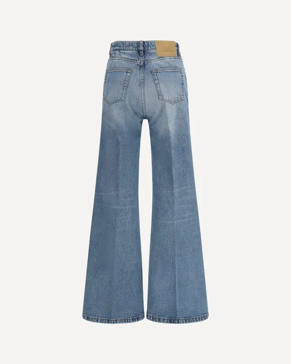AMI Paris Flared Jeans In Denim - Light Blue