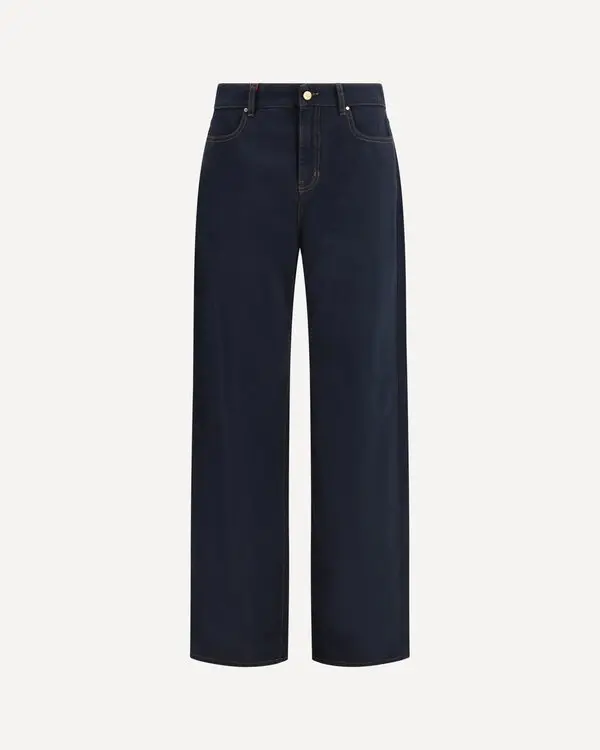 Max Mara Pure Cotton Satin Baggy Trousers - Blue