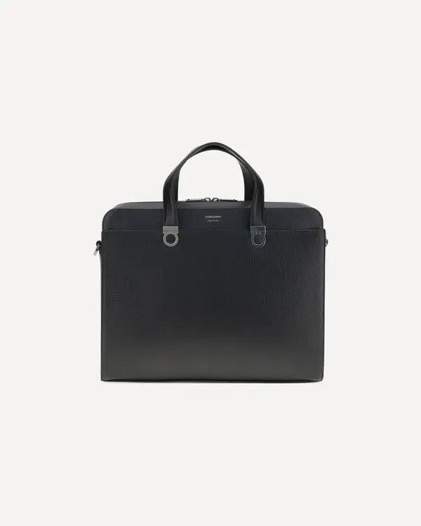 FERRAGAMO Gancini Business Handbag - Black
