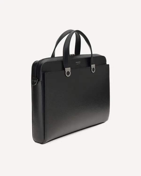 FERRAGAMO Gancini Business Handbag - Black
