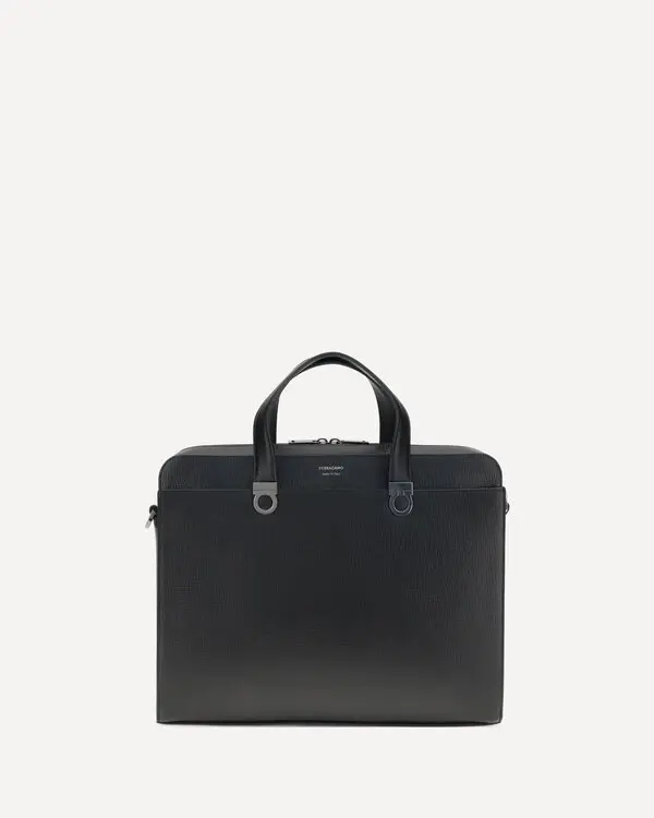 FERRAGAMO Gancini Business Handbag - Black