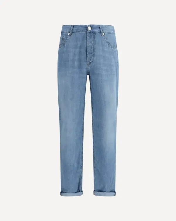 Brunello Cucinelli Cotton Jeans With Distressed Effect - Blue