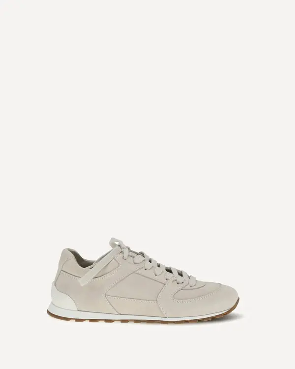 Brunello Cucinelli Suede Lace Up Sneakers - Cream