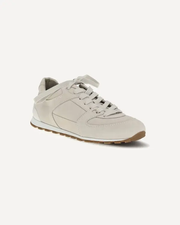 Brunello Cucinelli Suede Lace Up Sneakers - Cream