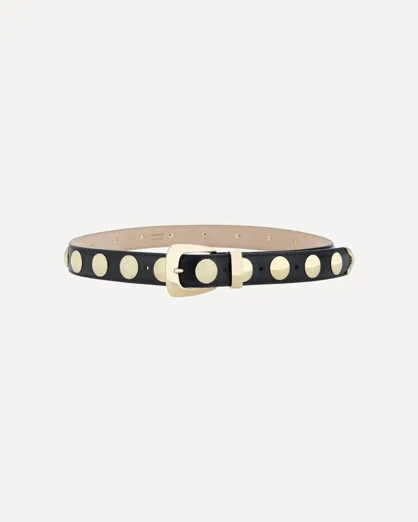 Khaite Benny Leather Belt With Gold Tone Studs