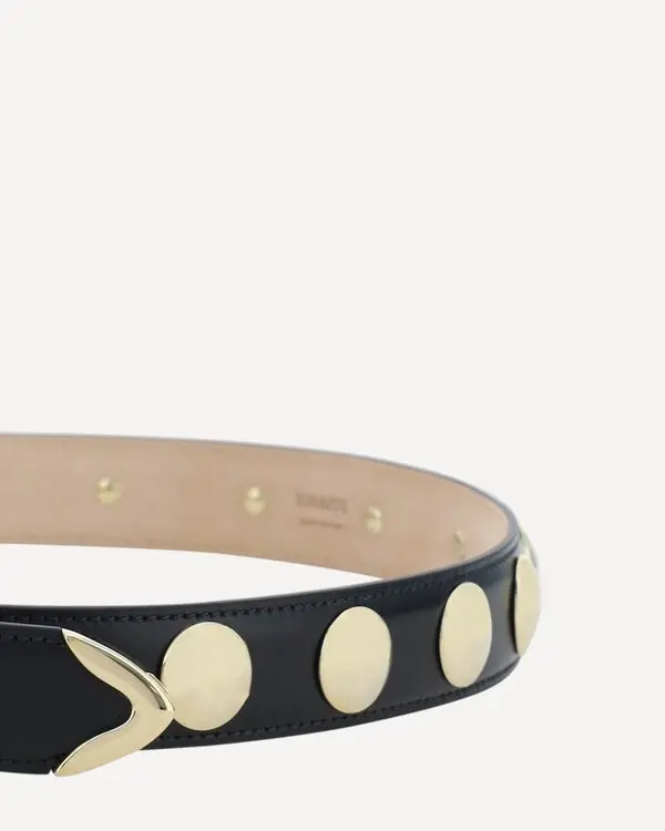 Khaite Benny Leather Belt With Gold Tone Studs