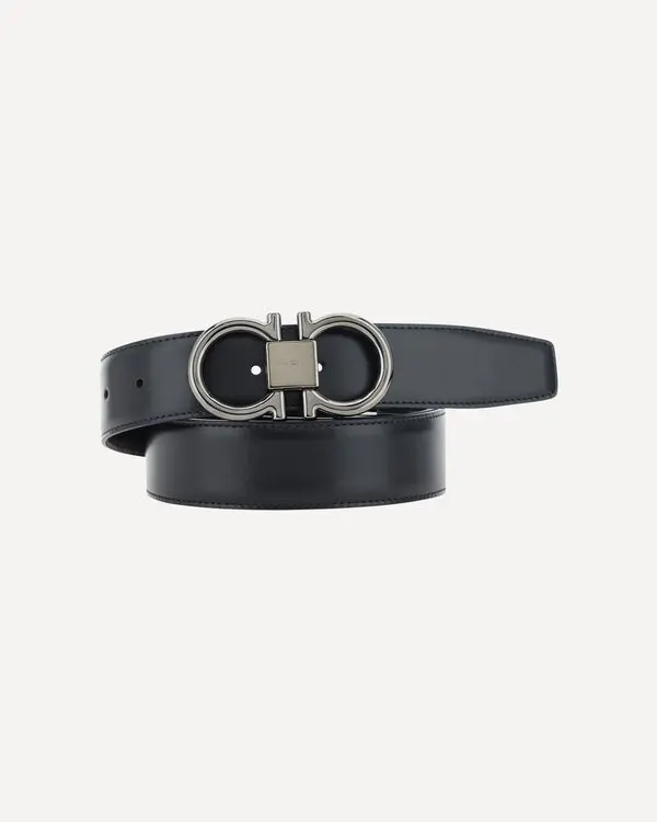 FERRAGAMO Gancini Leather Belt - Black