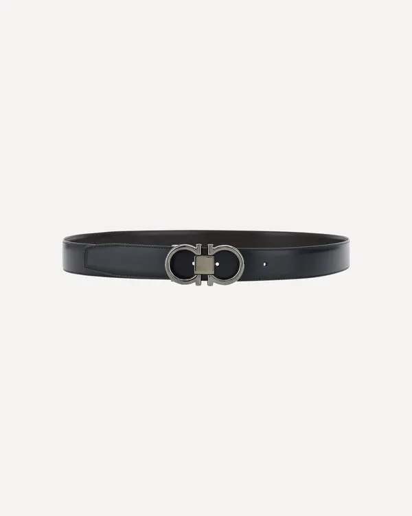 FERRAGAMO Gancini Leather Belt - Black