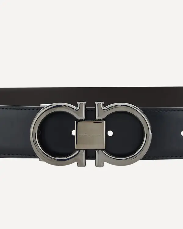 FERRAGAMO Gancini Leather Belt - Black