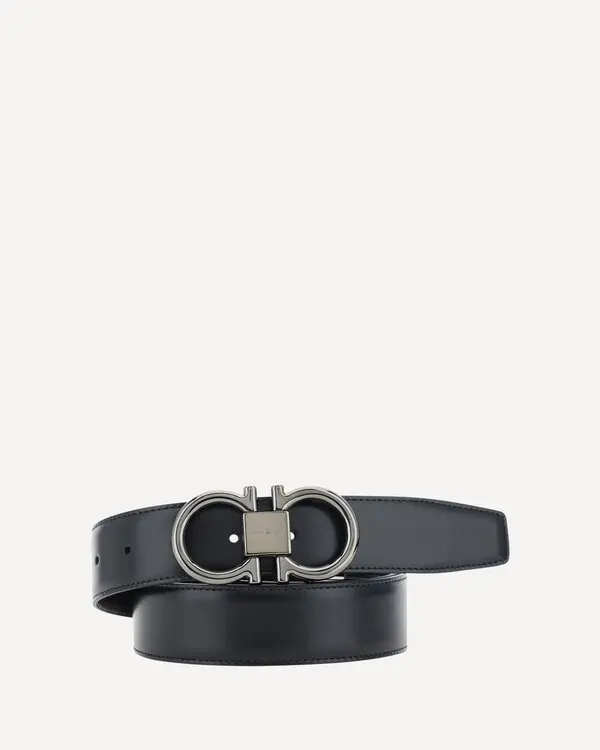FERRAGAMO Gancini Leather Belt - Black