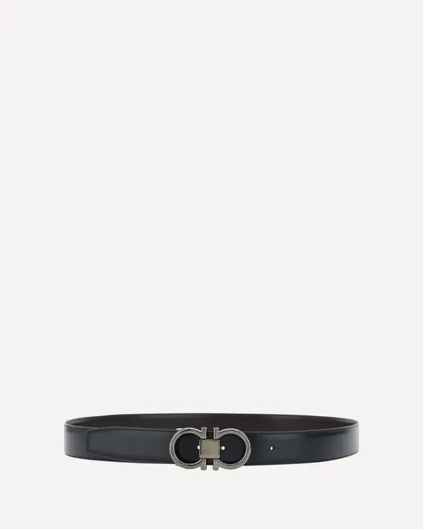 FERRAGAMO Gancini Leather Belt - Black