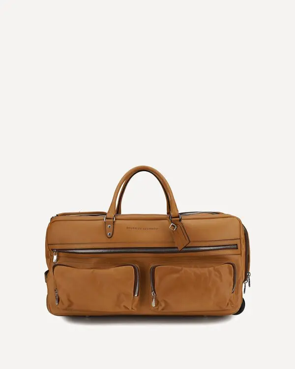 Brunello Cucinelli Leather Trolley Travel Bag - Brown